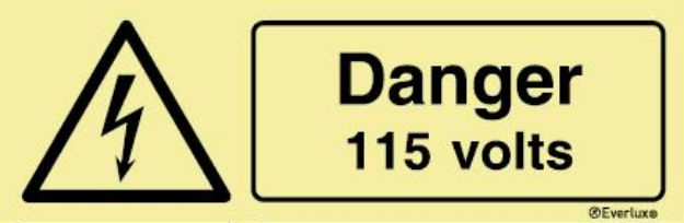 Webshop Datema Nautical Safety. Danger 115 volts (Hazard Warning ...