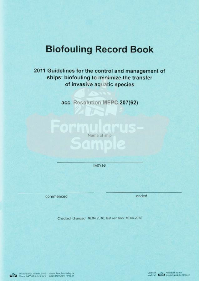 Webshop Datema Nautical Safety. Biofuling Record Book