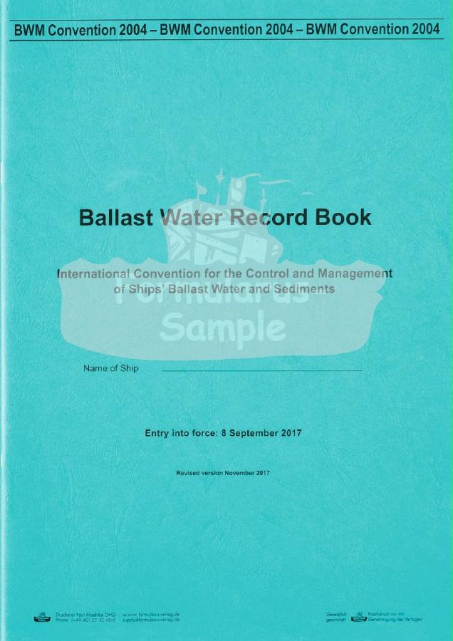 Webshop Datema Nautical Safety. Ballast Water Record Book MEPC. Res 369(80)