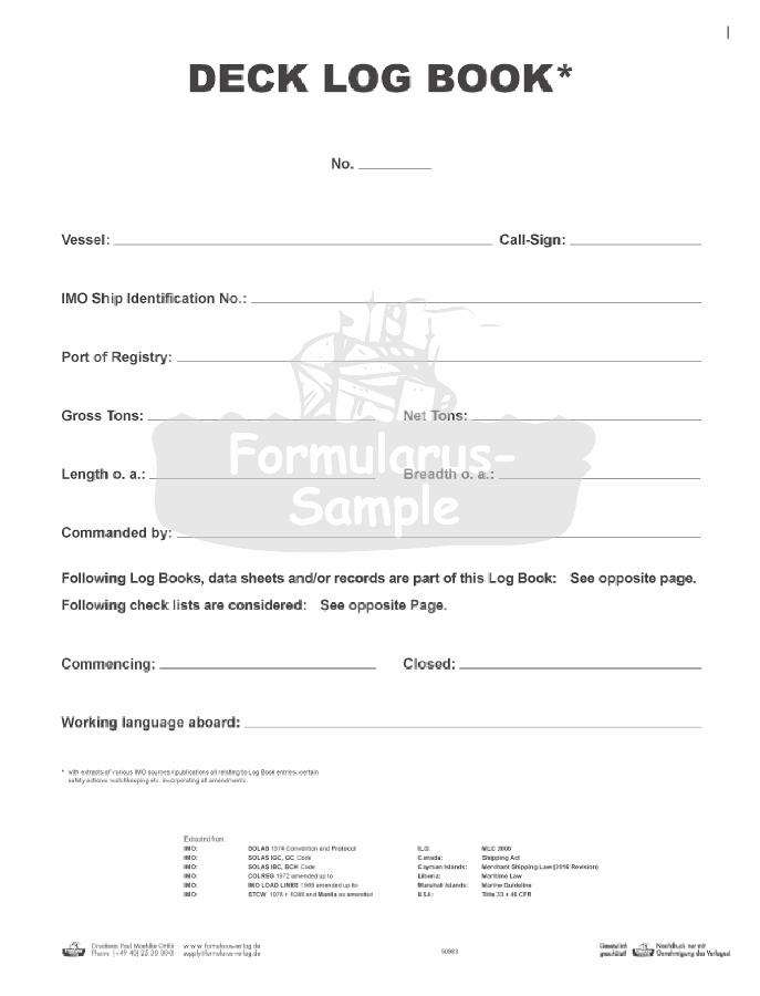 Webshop Datema Nautical Safety. Deck Log Book