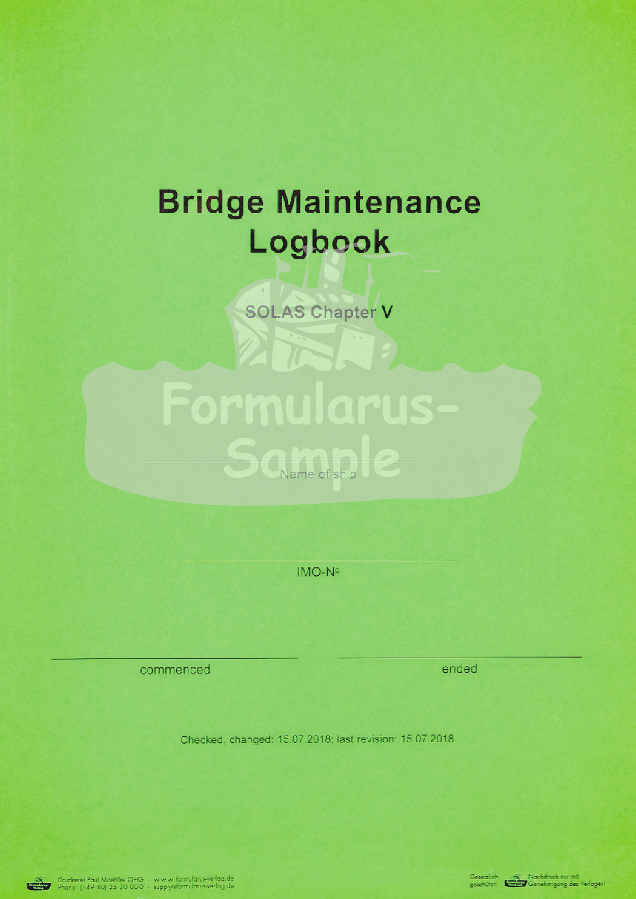 Webshop Datema Nautical Safety. Bridge Maintenance Log Book