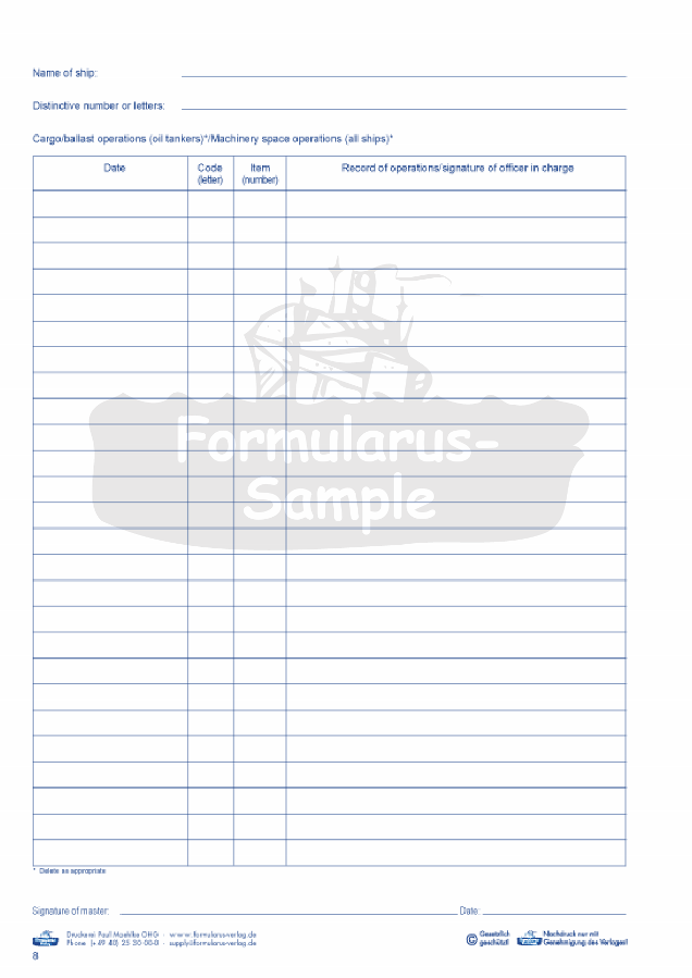 Webshop Datema Nautical Safety. Oil Record Books MARPOL