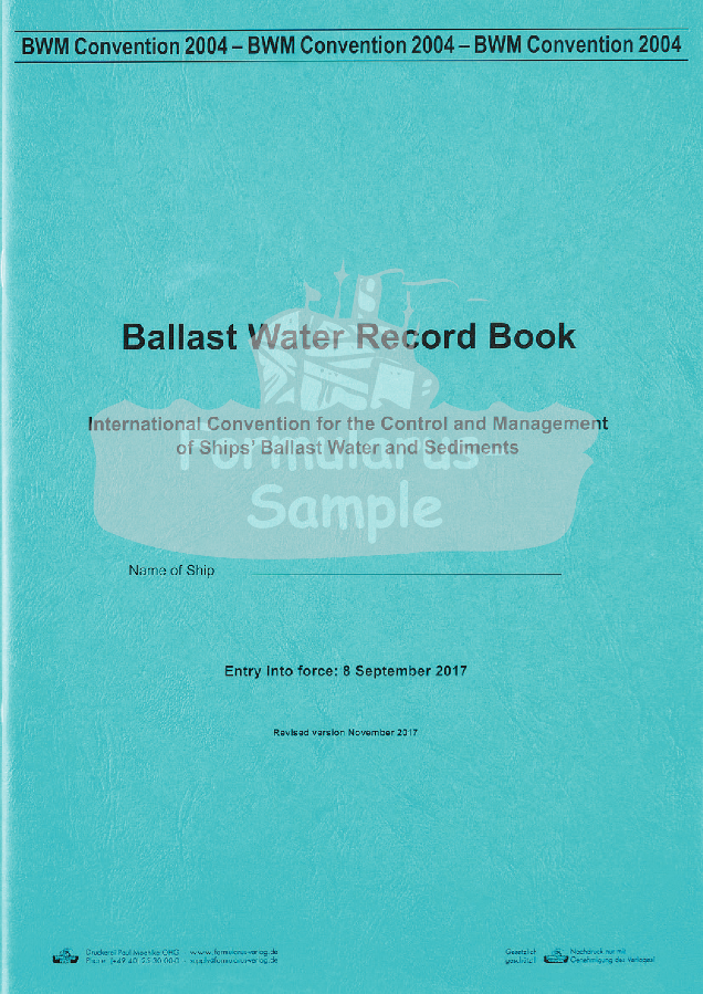 Webshop Datema Nautical Safety. Ballast Water Record Book MEPC. Res 369(80)