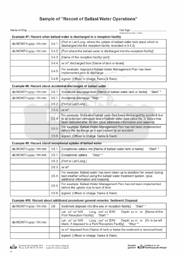Webshop Datema Nautical Safety. Ballast Water Record Book MEPC. Res 369(80)