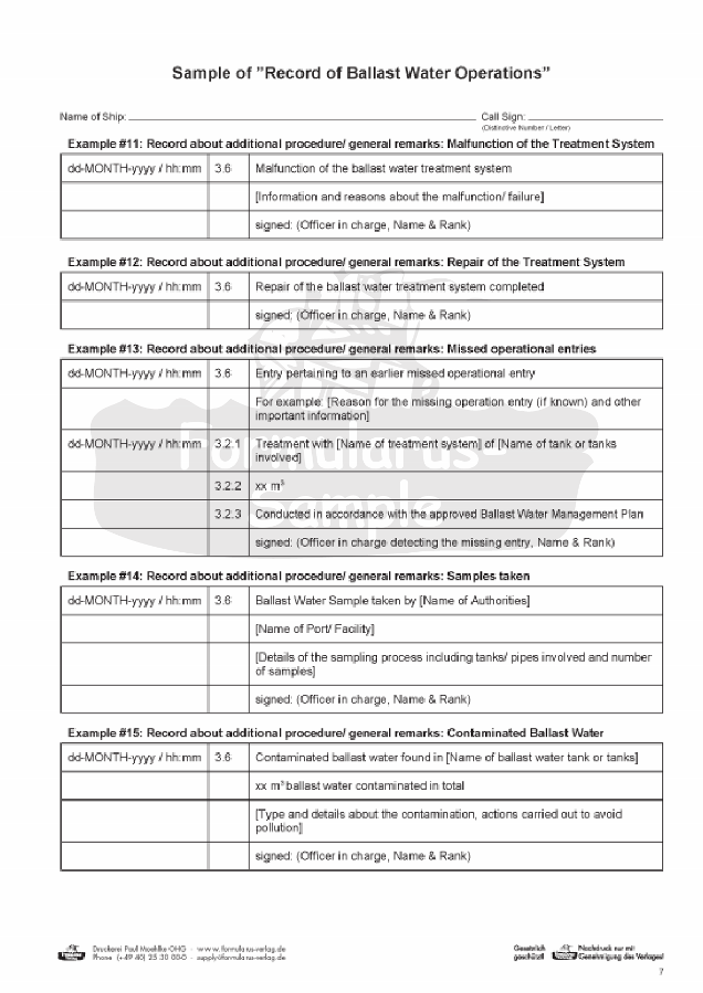 Webshop Datema Nautical Safety. Ballast Water Record Book MEPC. Res 369(80)