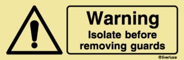 Webshop Datema Nautical Safety. Warning isolate before removing guard ...