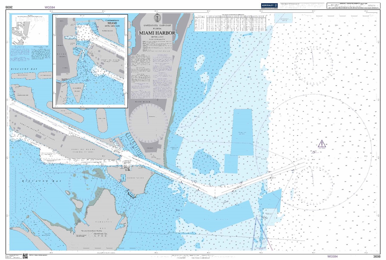 Webshop Datema Nautical Safety. BA 3698 - Miami Harbor (Metric Chart)