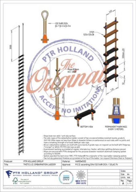 Webshop Datema Nautical Safety. Embarkation Ladder Thetis wood - 2 mtr ...
